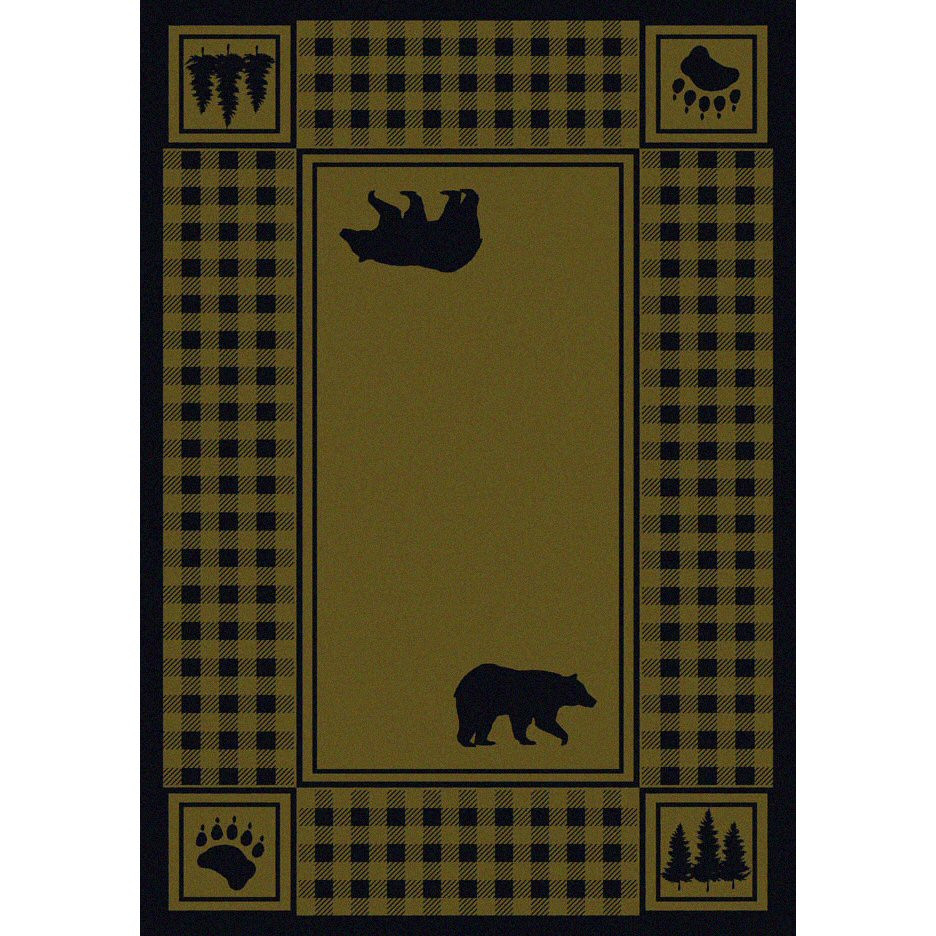 5' x 8' Bear Family Green Wildlife Rectangle Nylon Area Rug - Floor Rug ...