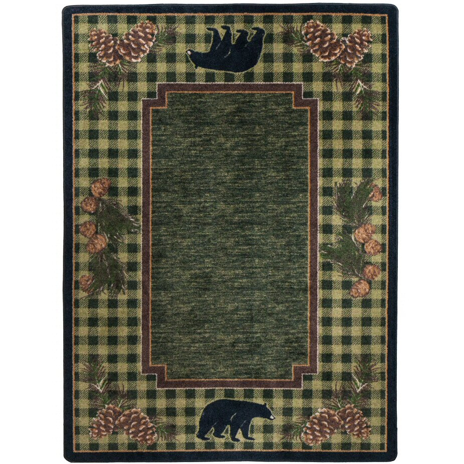 5' x 8' Bear Family Green Wildlife Rectangle Nylon Area Rug - Floor Rug ...