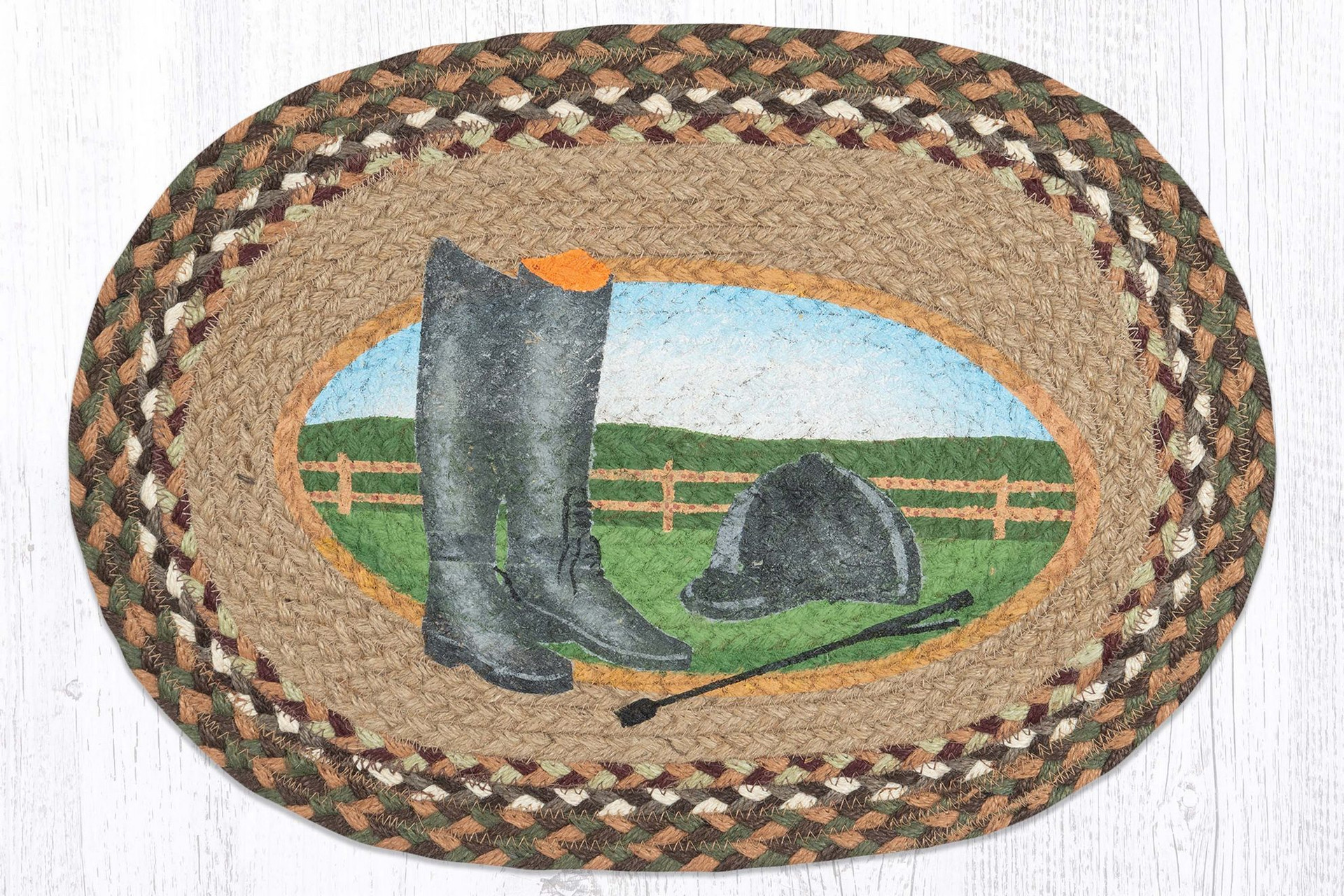 Hat and Boot Jute Placemat 13x19 in by Suzanne Pienta | Western Table Decor