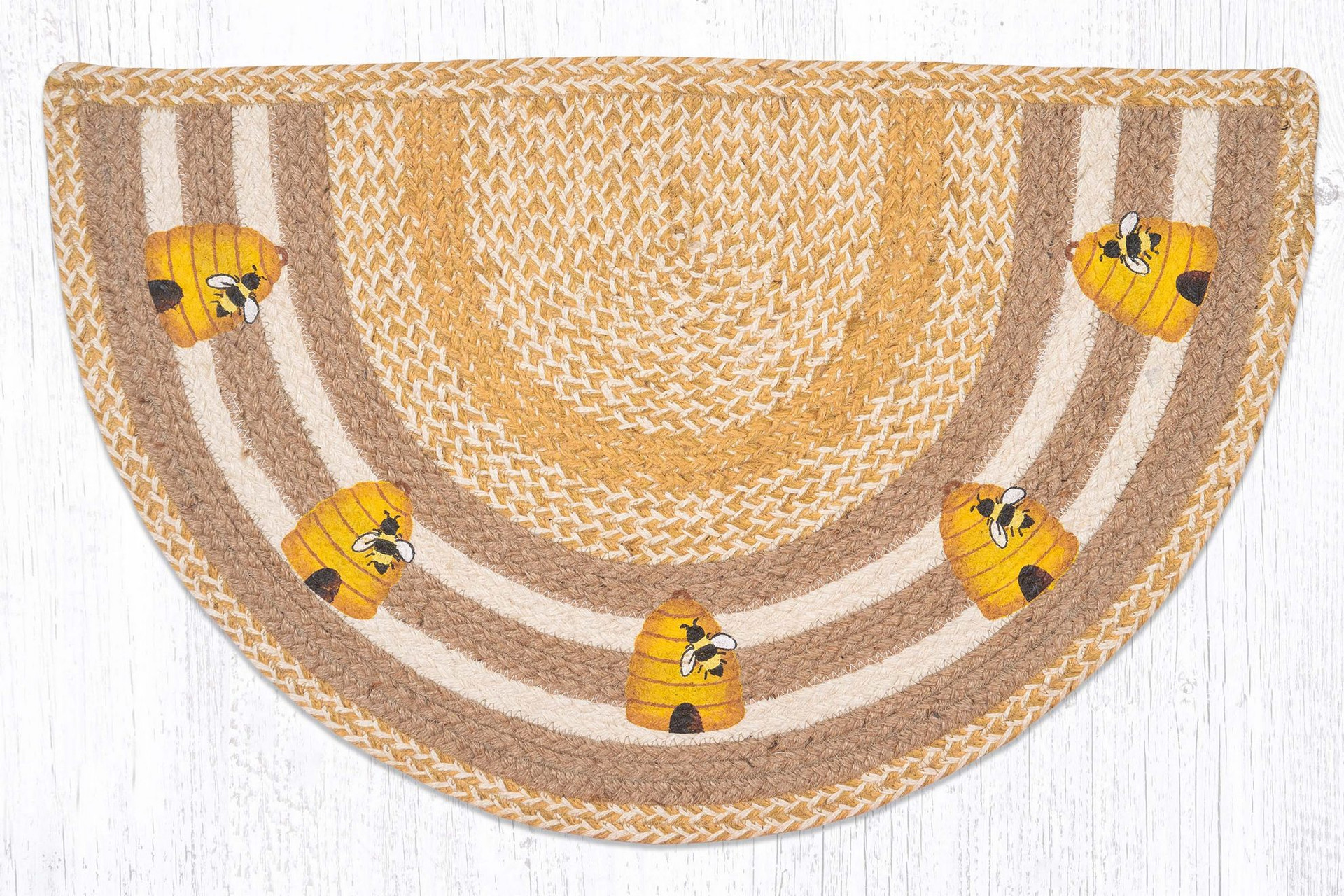 Beehive Printed Jute Slice Rug by Suzanne Pienta | Country Garden Accent