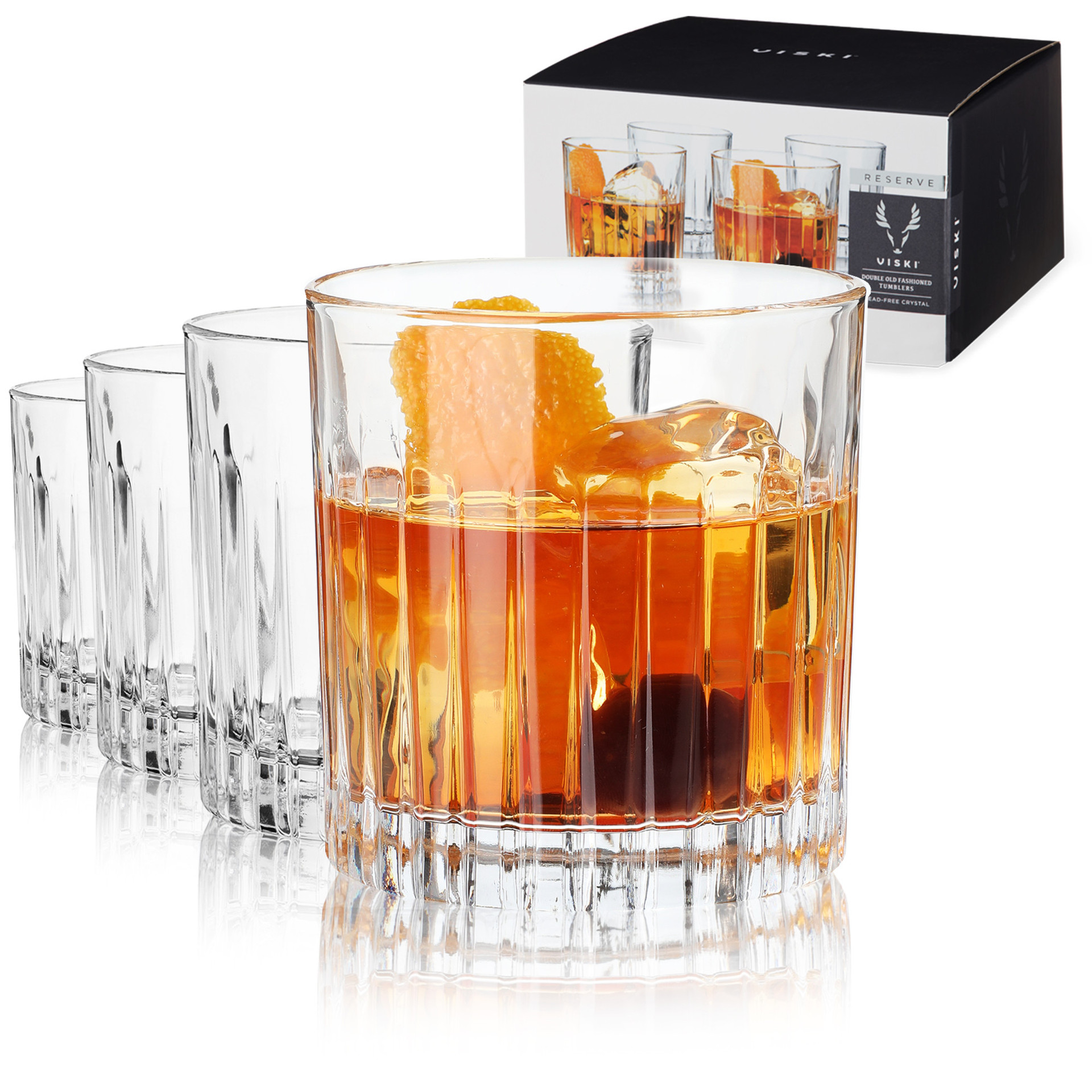 Reserve European Crystal DOF Tumblers by Viski, Set of 4 - Drinkware