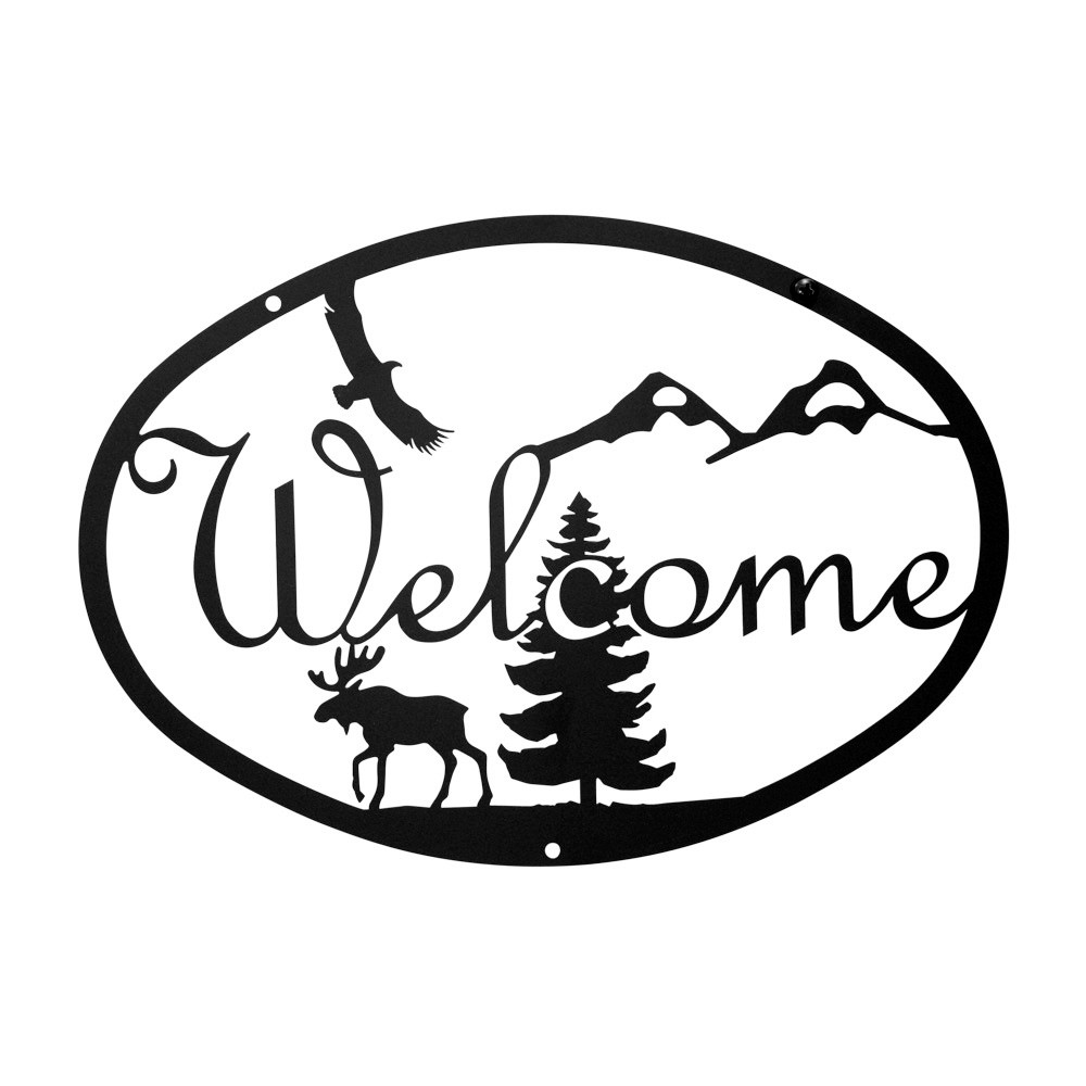 Moose Metal Welcome Sign | Lodge Cabin Decor