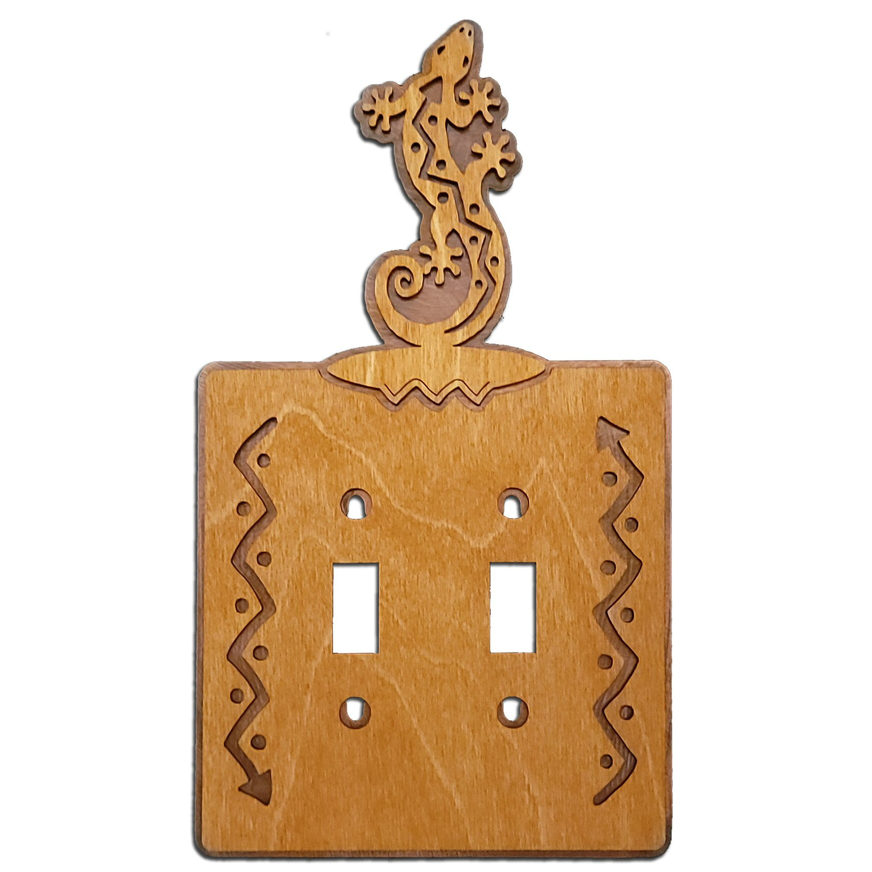 S Shaped Gecko Lizard Double Toggle Arrows Metal & Wood Switch Plate ...