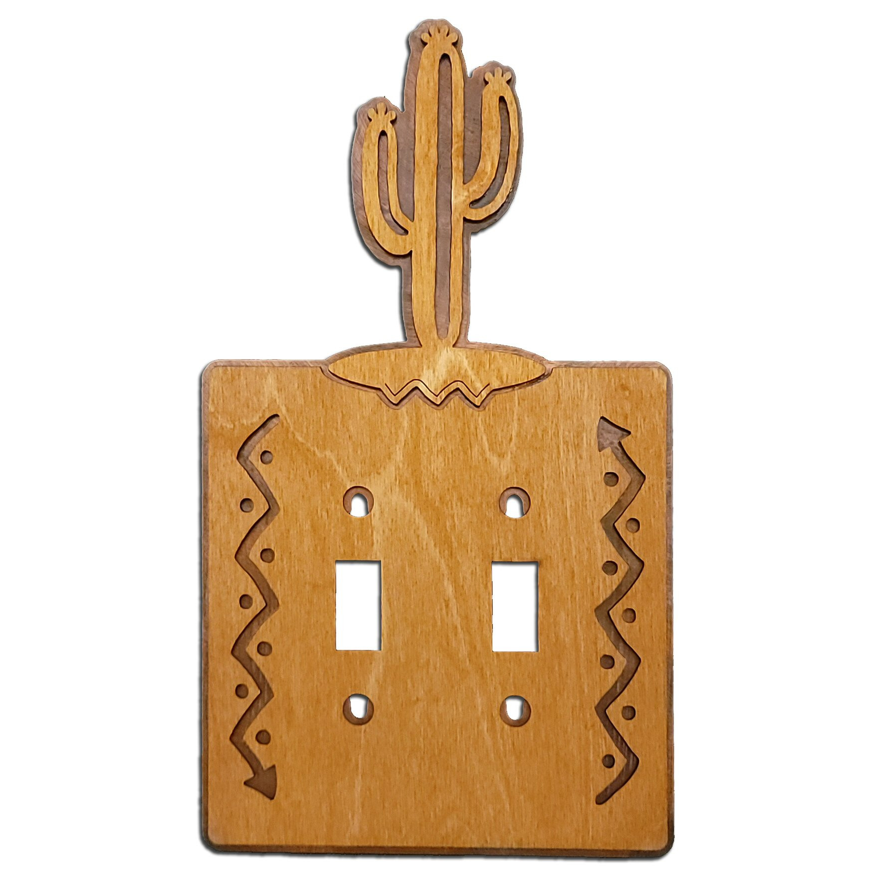 Saguaro Cactus Single Toggle Switch Plate | Rustic Metal & Wood Cover