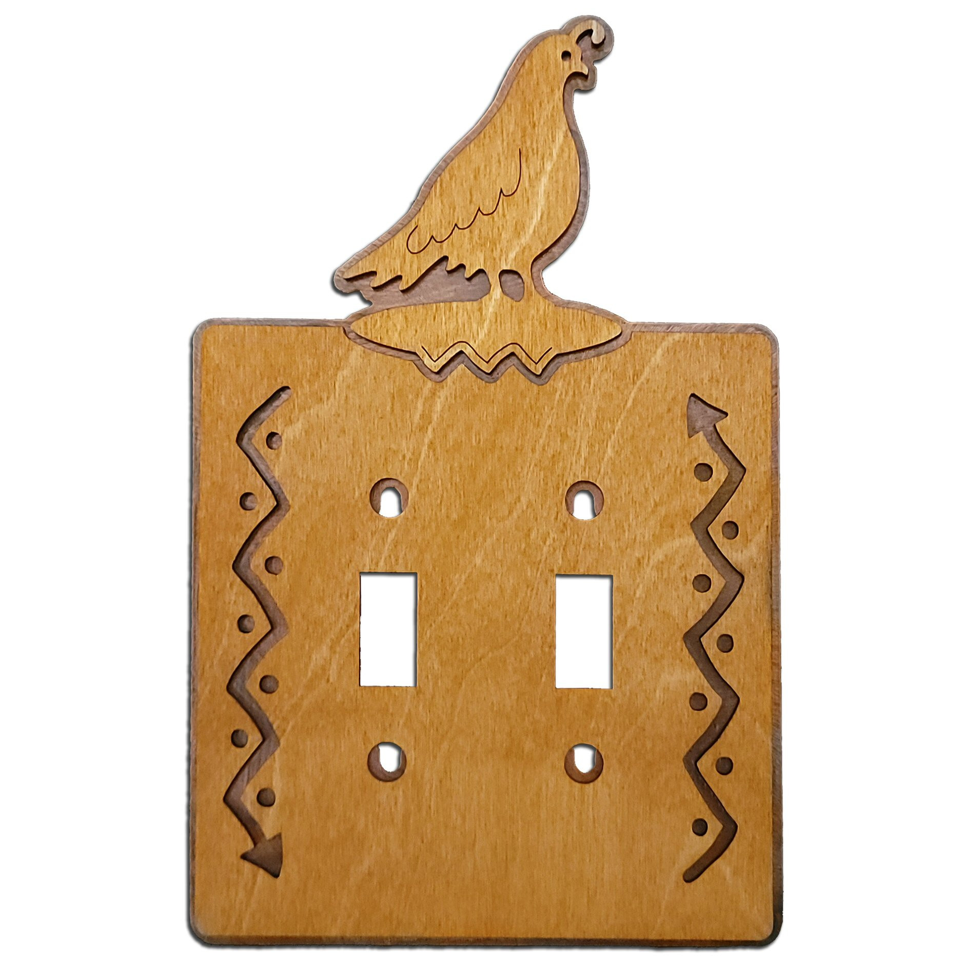 Quail Double Toggle Switch Plate | Rustic Metal & Wood Cover