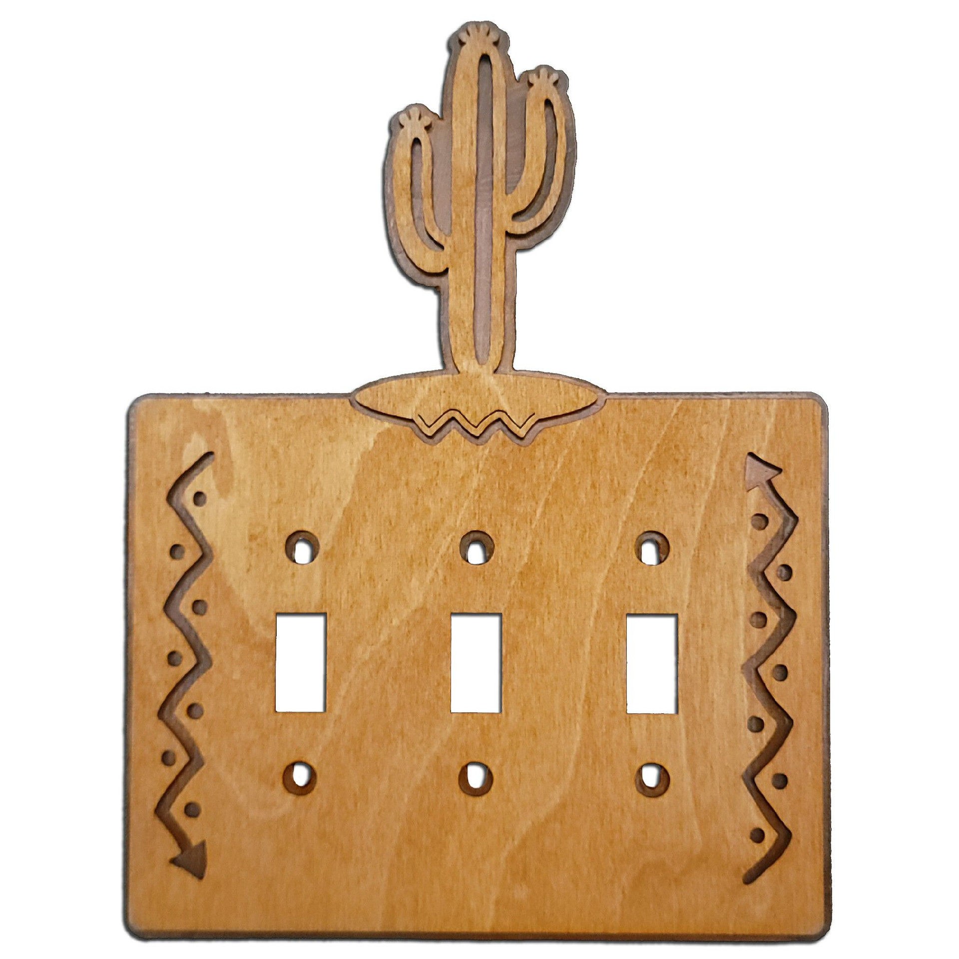 Saguaro Cactus Single Toggle Switch Plate | Rustic Metal & Wood Cover