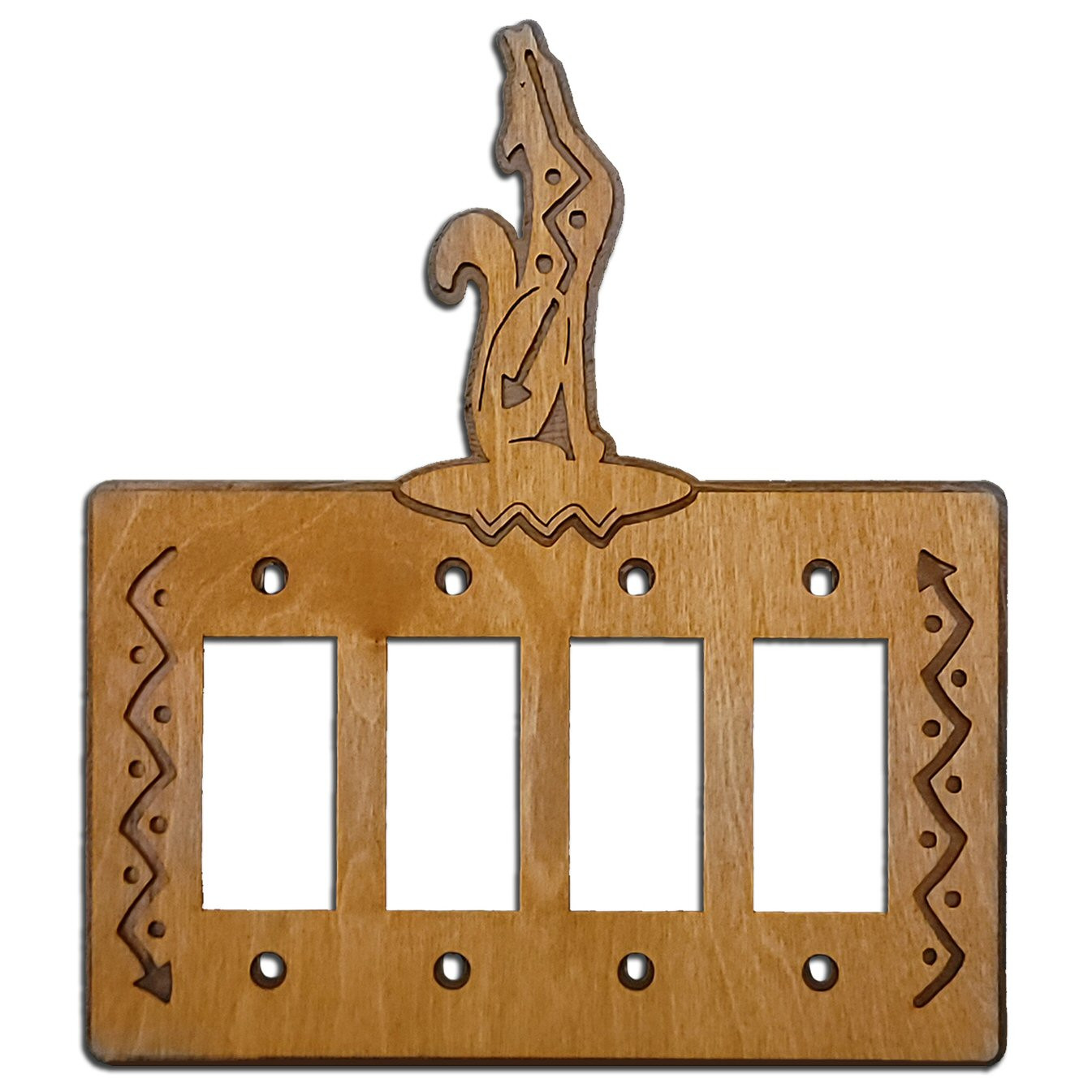 Coyote Quad Rocker Switch Plate | Metal & Wood Wall Plate Cover