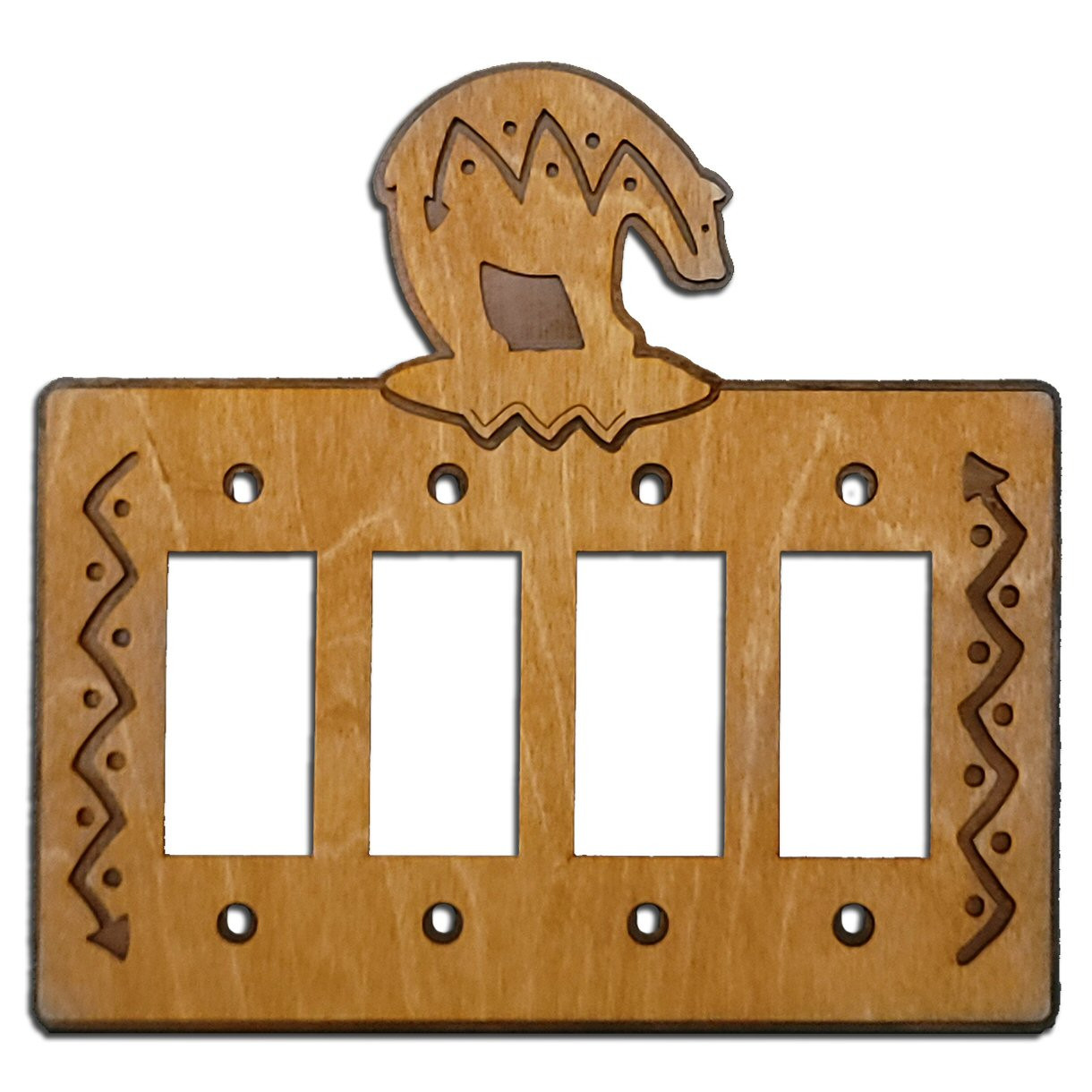 Bear Quad Rocker Switch Plate | Rustic Metal & Wood Wall Plate