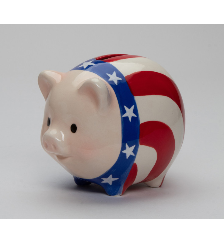 American Flag Piggy Porcelain Money Bank - Piggy Bank - Cosmos
