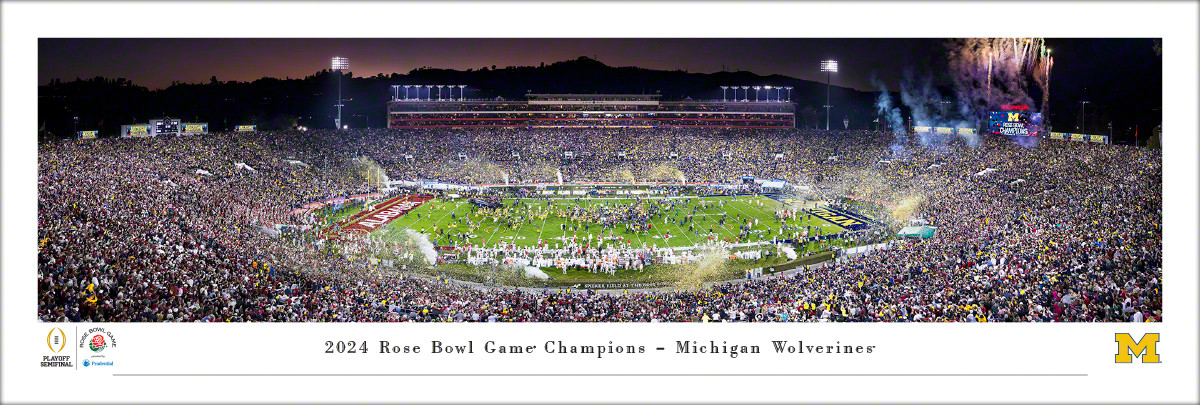 Michigan Wolverines 2024 Rose Bowl Champions Panoramic Art Print ...
