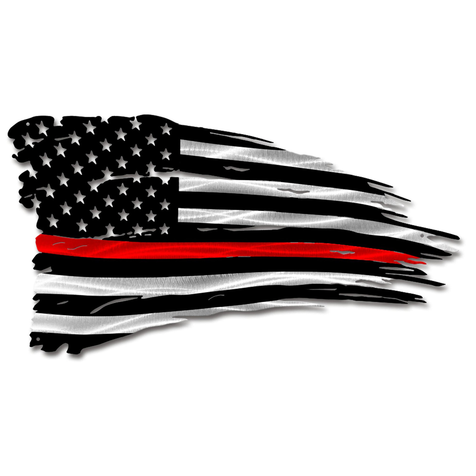 Thin Red Line Fire Distressed Flag | Metal Wall Art