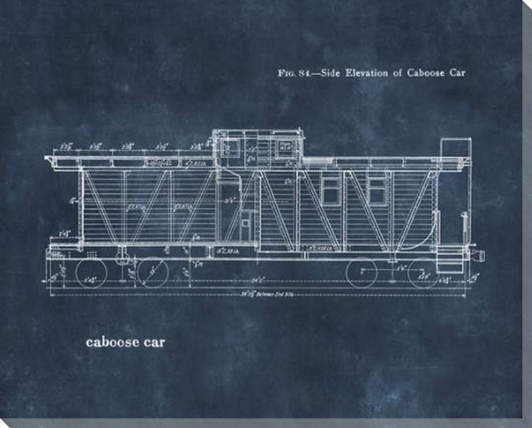 Train Blueprint Box Car Wrapped Canvas Giclee Art Print Wall Art ...