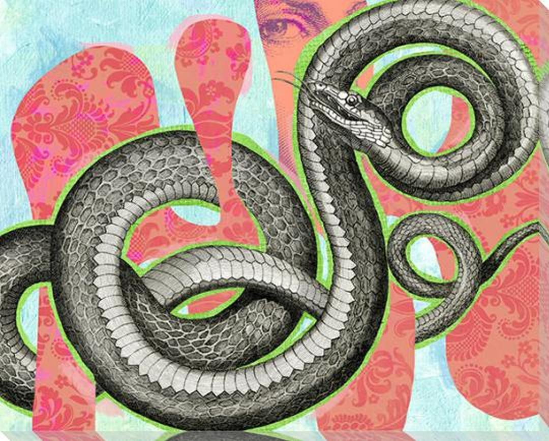 Snake Charmer Blue Wrapped Canvas Giclee Art Print Wall Art | Serpent ...