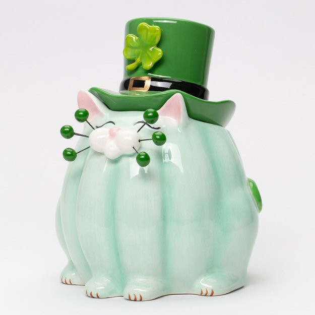 St. Patrick Whisker Cat Porcelain Candy Box Jar - Serveware - Cosmos