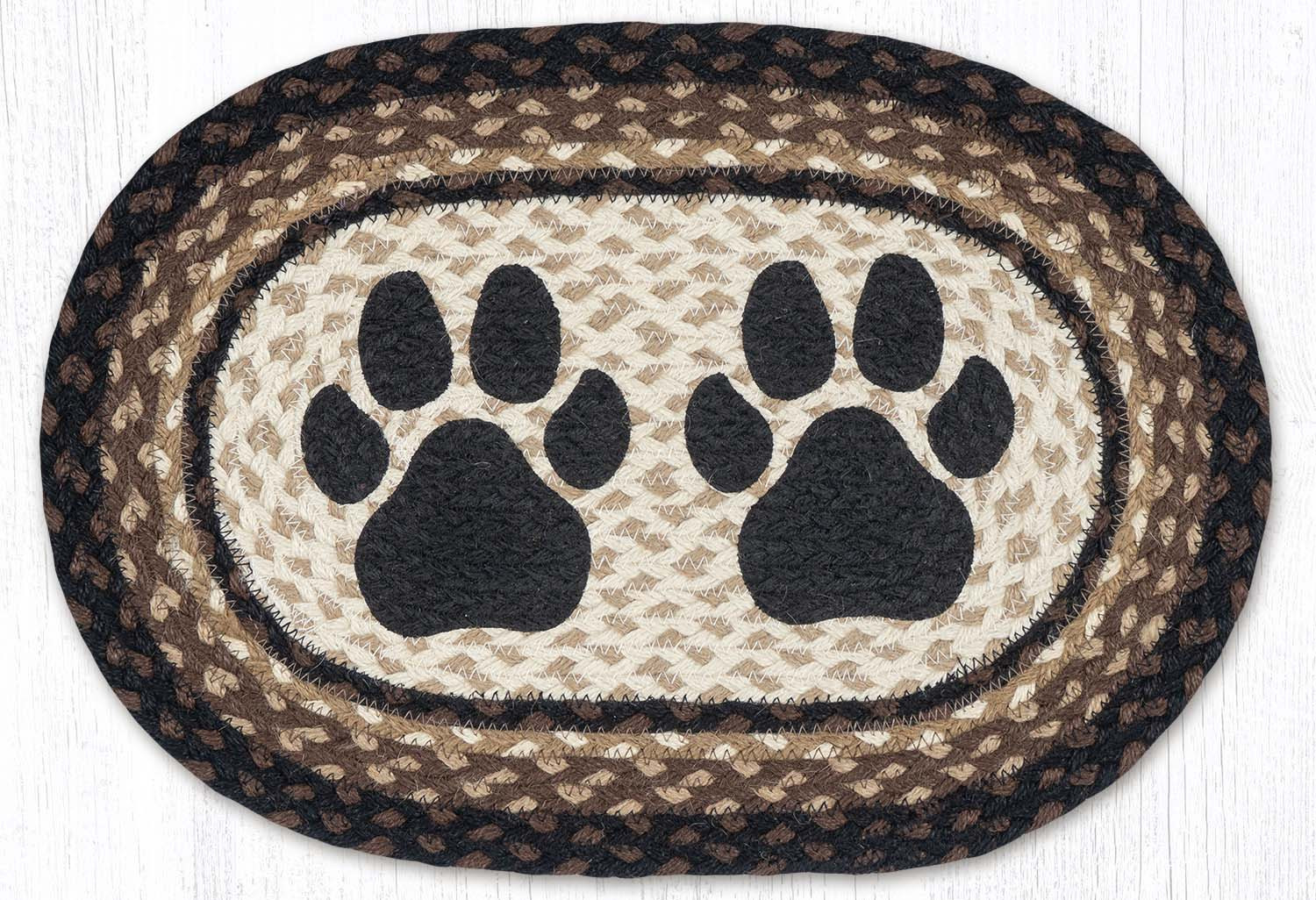 Dog Paw Jute Placemat 13x19 in | Pet Lover Country Kitchen Decor