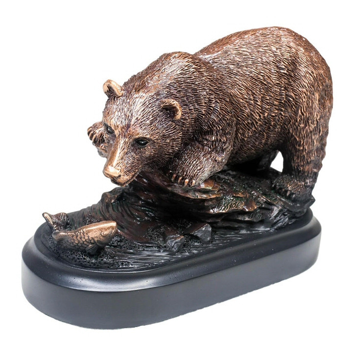 6" Prowling Bear Statue - Bronze Finish - Sculpture