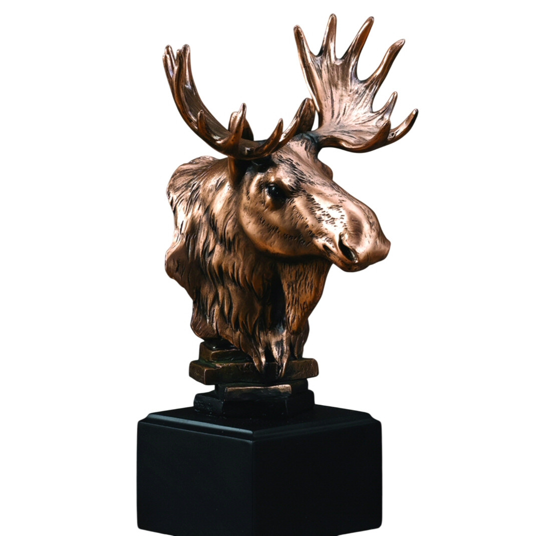 9" Bold Moose Head Statue | Bronze Sculpture | Cabin Lodge Accent