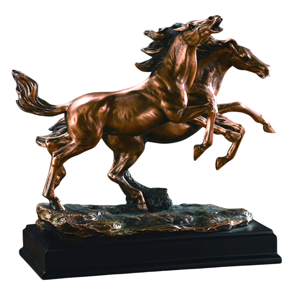 15" Two Horses Running Statue | Bronze Sculpture | Farmhouse Equestrian ...