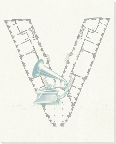 Architecture Letter V Wrapped Canvas Giclee Print Wall Art | Initial ...