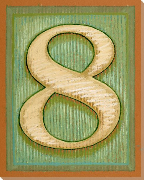 Block Number 8 Wrapped Canvas Giclee Print Wall Art - Wall Decor - Artwork