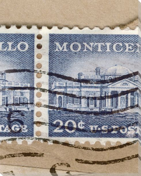 Postage Stamp Two Wrapped Canvas Giclee Print Wall Art | Retro Postal ...