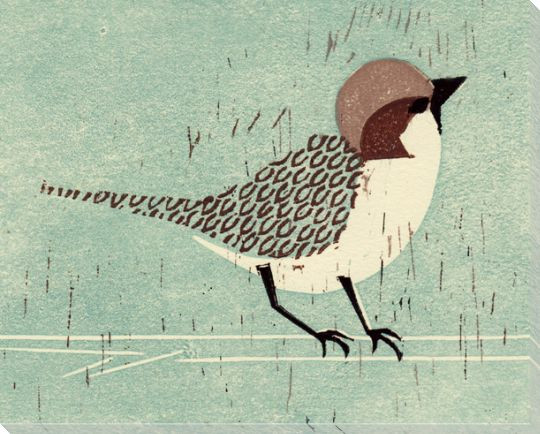 Sparrow Bird Wrapped Canvas Giclee Print Wall Art | Bird Wall Decor