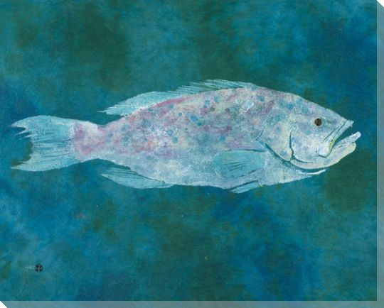 Lurker Yellowmouth Grouper Fish Wrapped Canvas Giclee Print | Fishing ...
