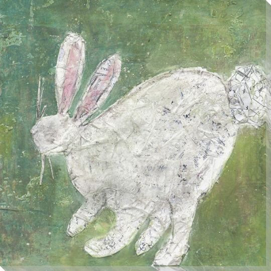 White Rabbit Wrapped Canvas Giclee Print Wall Art | Rustic Rabbit Wall ...