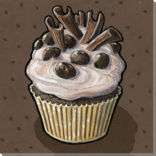Cupcake with Chocolate Toppings Wrapped Canvas Giclee Print Wall Art ...