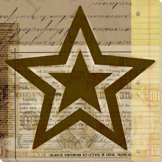 Gold Star Wrapped Canvas Giclee Print Wall Art | Graphic Symbol Wall Art