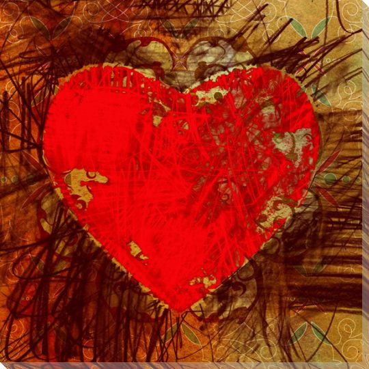 Colorful Red Heart Wrapped Canvas Giclee Print Wall Art | Symbol Wall Decor