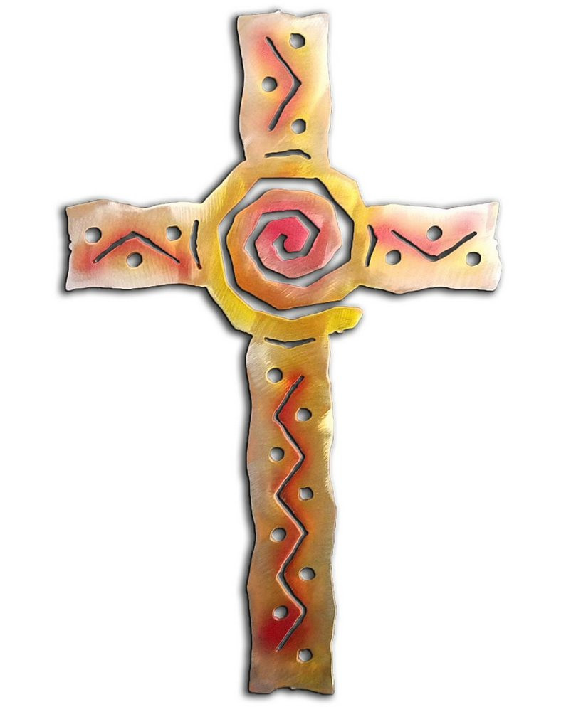 Southwest Cross Sunset Swirl Metal Wall Art - Southwest Wall Decor