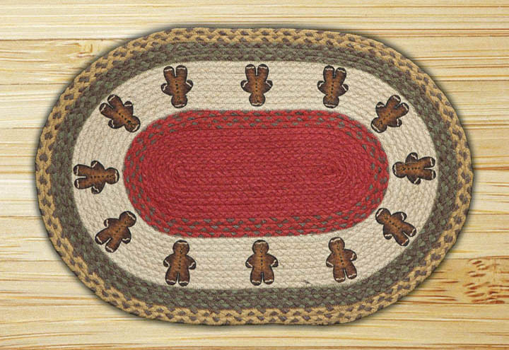 20" x 30" Gingerbread Men Braided Jute Oval Rug by Susan Burd - Floor ...