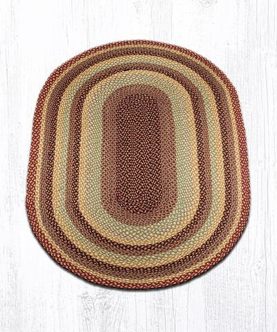 4' x 6' Burgundy/Gray/Cream Braided Jute Oval Rug - Floor Rug - Area Rug