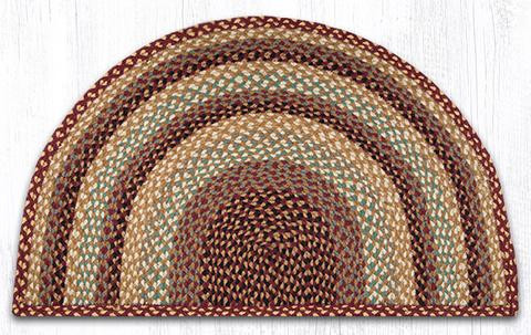 Burgundy Gray Cream Braided Jute Slice Rug | Country Chic Decor