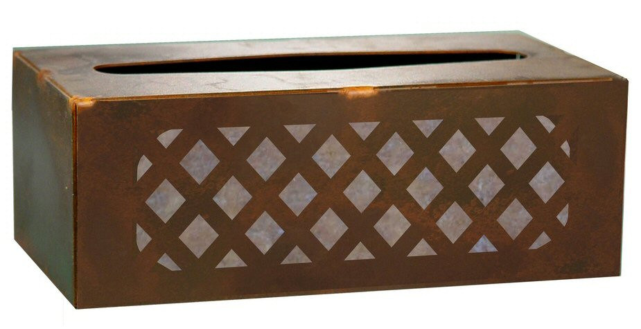 Lattice Metal Flat Tissue Box Cover | Stylish Rustic Accent