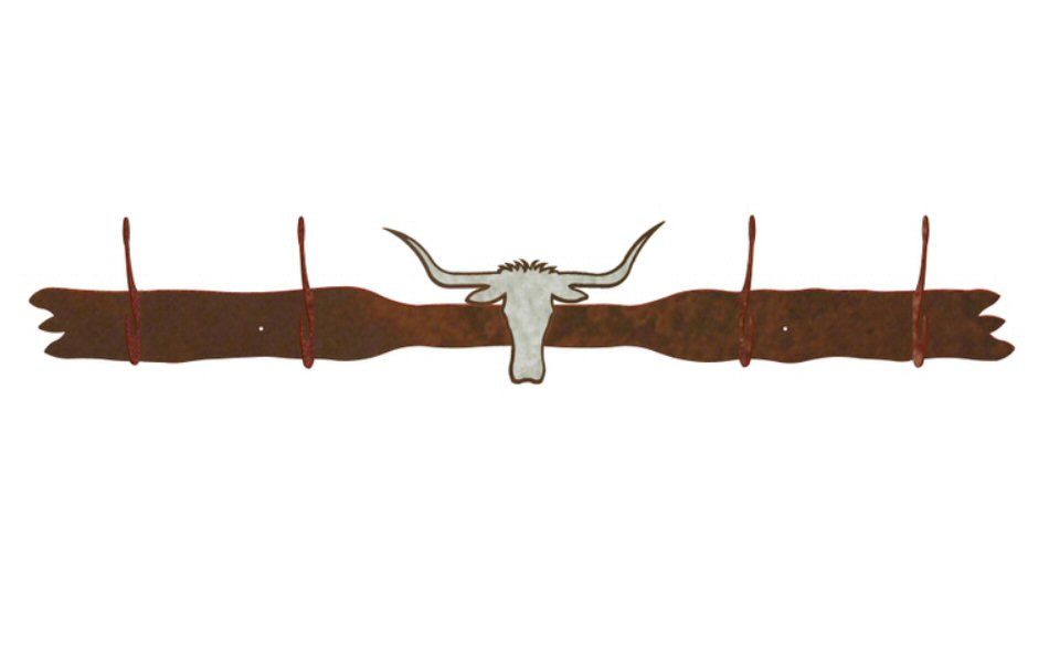 Burnished Longhorn Steer Double Metal Wall Hook | Western Ranch Lodge ...