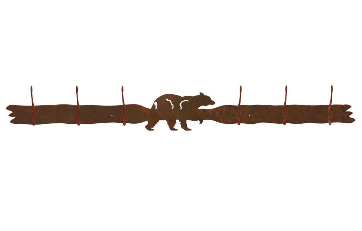 Bears and Tree Scene Six Hook Metal Wall Coat Rack