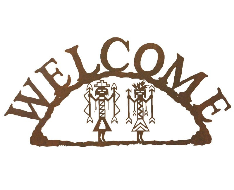 Yei Vertical Metal Welcome Sign | Tribal Desert Decor