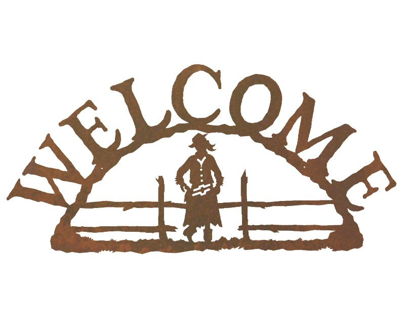Cowgirl Metal Welcome Sign | Rustic Western Accent