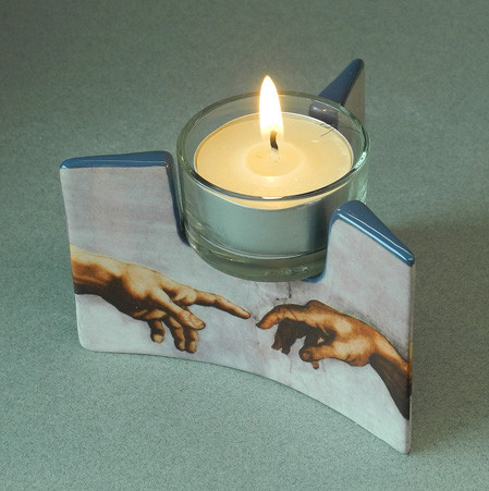 Michelangelo Creation Hands Spark of Life Tea Light Candle Holder, Set ...