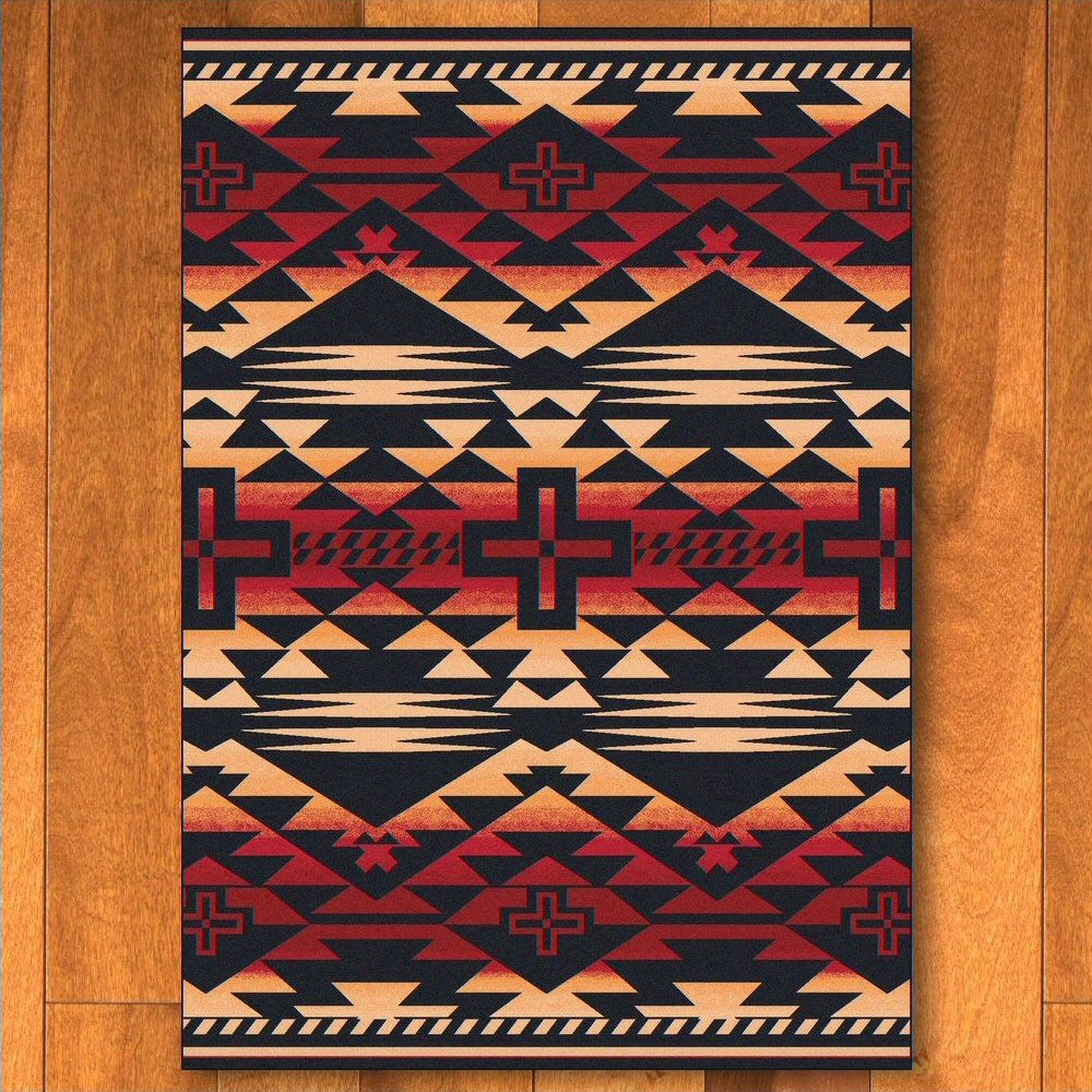 4' x 5' Rustic Cross Burnt Red Southwest Rectangle Nylon Area Rug ...