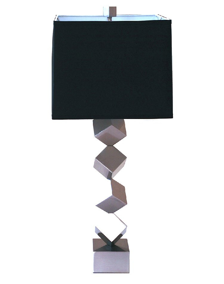 Nickel Stacked Cube Iron Table Lamp with Shade - Lighting - Dessau Home ...