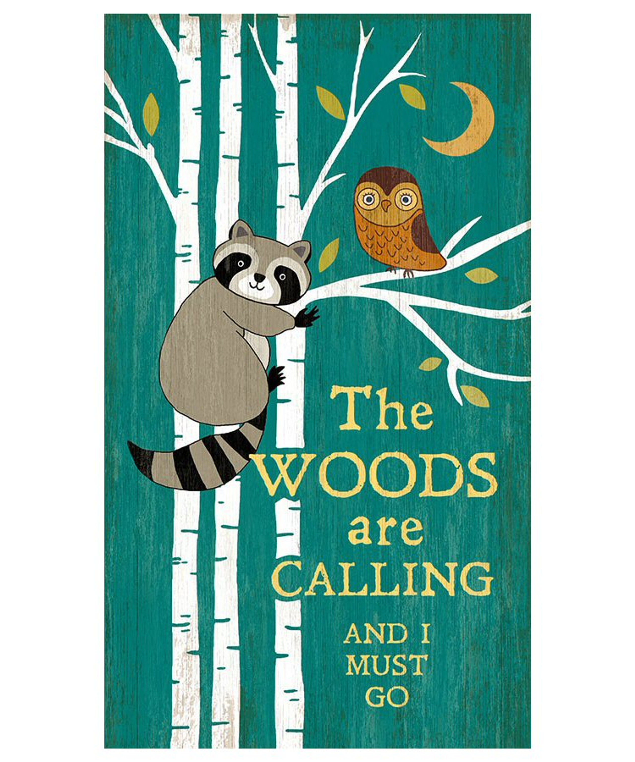 Customizable Raccoon The Woods Are Calling Vintage Style Wooden Sign customizable-raccoon-the-woods-are-calling-vintage-style-wooden-sign