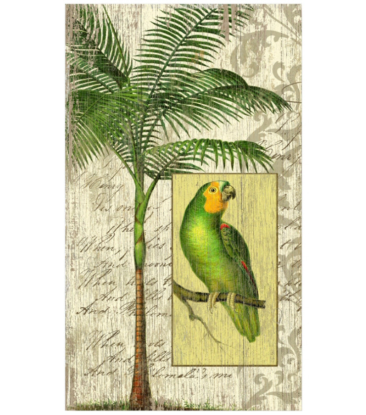 Tropical Parrot Bird II Vintage Style Wooden Sign - Antique Retro Wood Sign