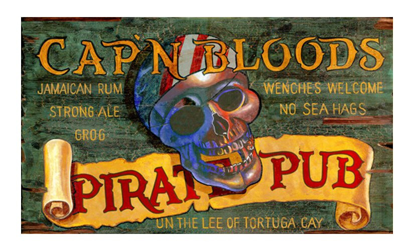 Customizable Pirate Pub Vintage Style Wooden Sign - Personalized Retro ...