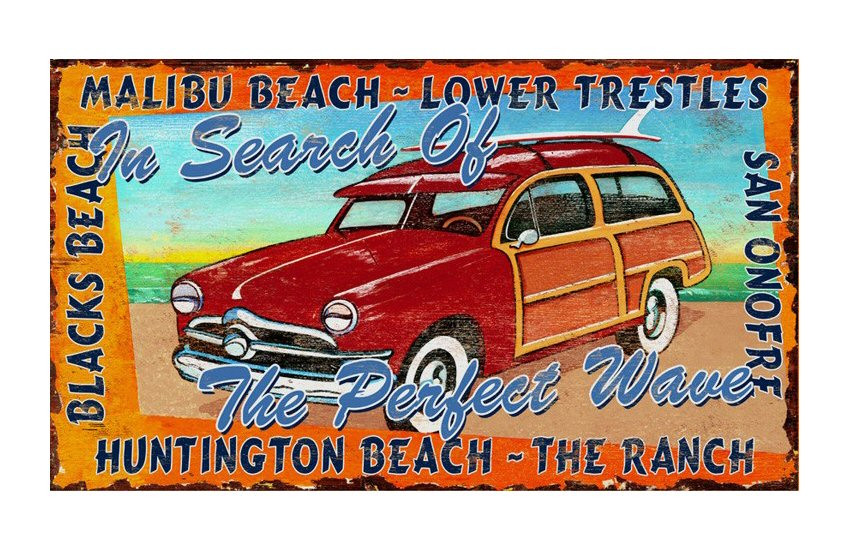 Customizable Surf Shop Vintage Style Wooden Sign - Personalized Retro ...