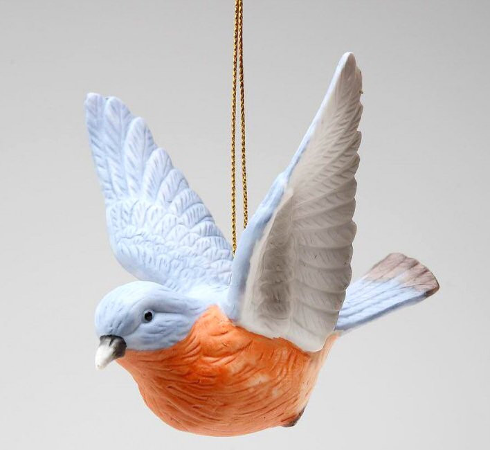Springtime Jewels Bluebird Round Glass Christmas Tree Ornaments, Set of ...
