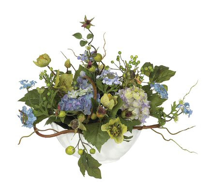 Nearly Natural Hydrangea Centerpiece - Artificial Flowers - Silk Flowers