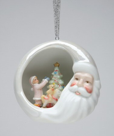Santa with Child Decorating Tree Christmas Tree Ornaments, Set of 4 ...